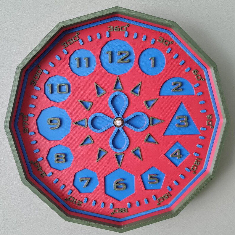 Dodecagon Geometry Wall Clock - Dodge Designs 3D Print - Etsy
