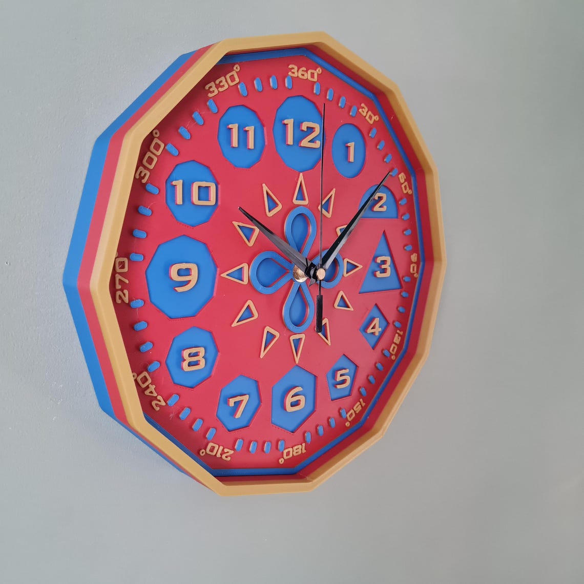 Dodecagon Geometry Wall Clock - Dodge Designs 3D Print - Etsy