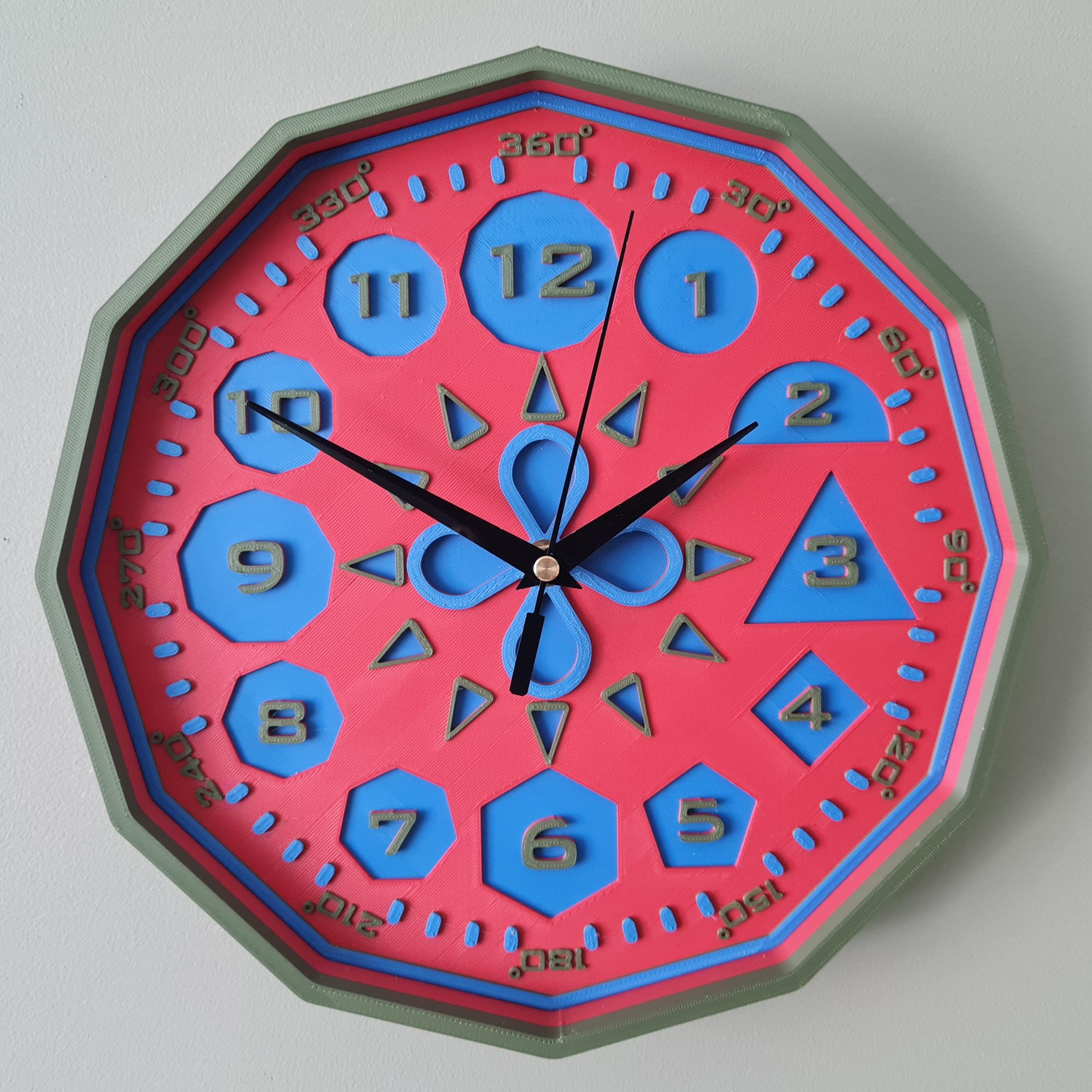 Dodecagon Geometry Wall Clock - Dodge Designs 3D Print - Etsy