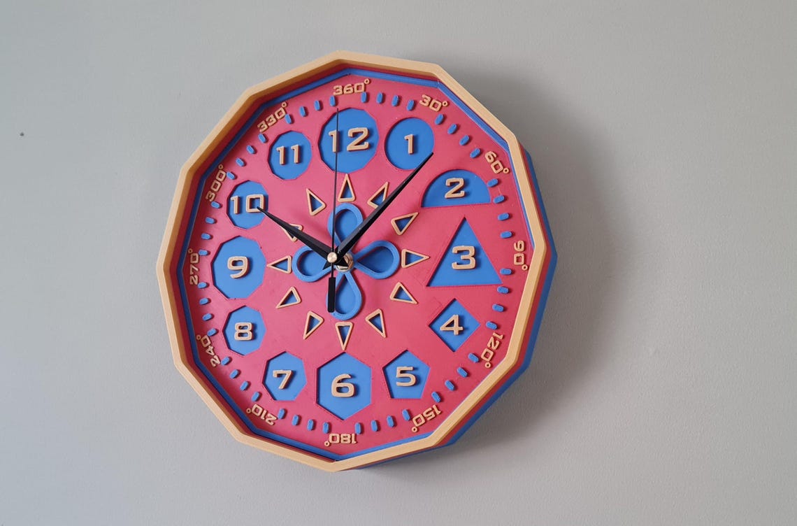 Dodecagon Geometry Wall Clock - Dodge Designs 3D Print - Etsy
