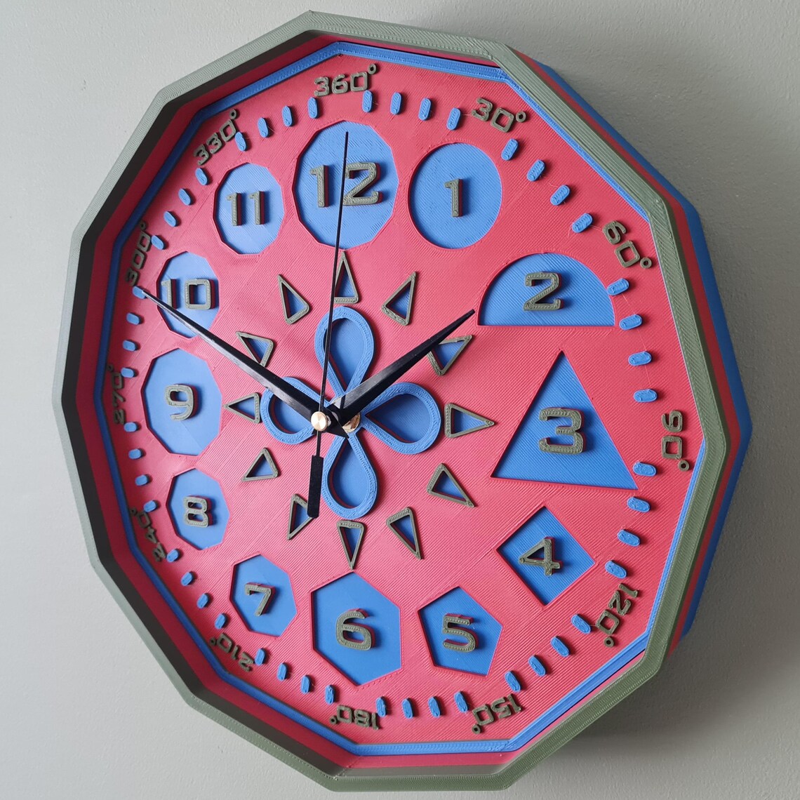 Dodecagon Geometry Wall Clock - Dodge Designs 3D Print - Etsy