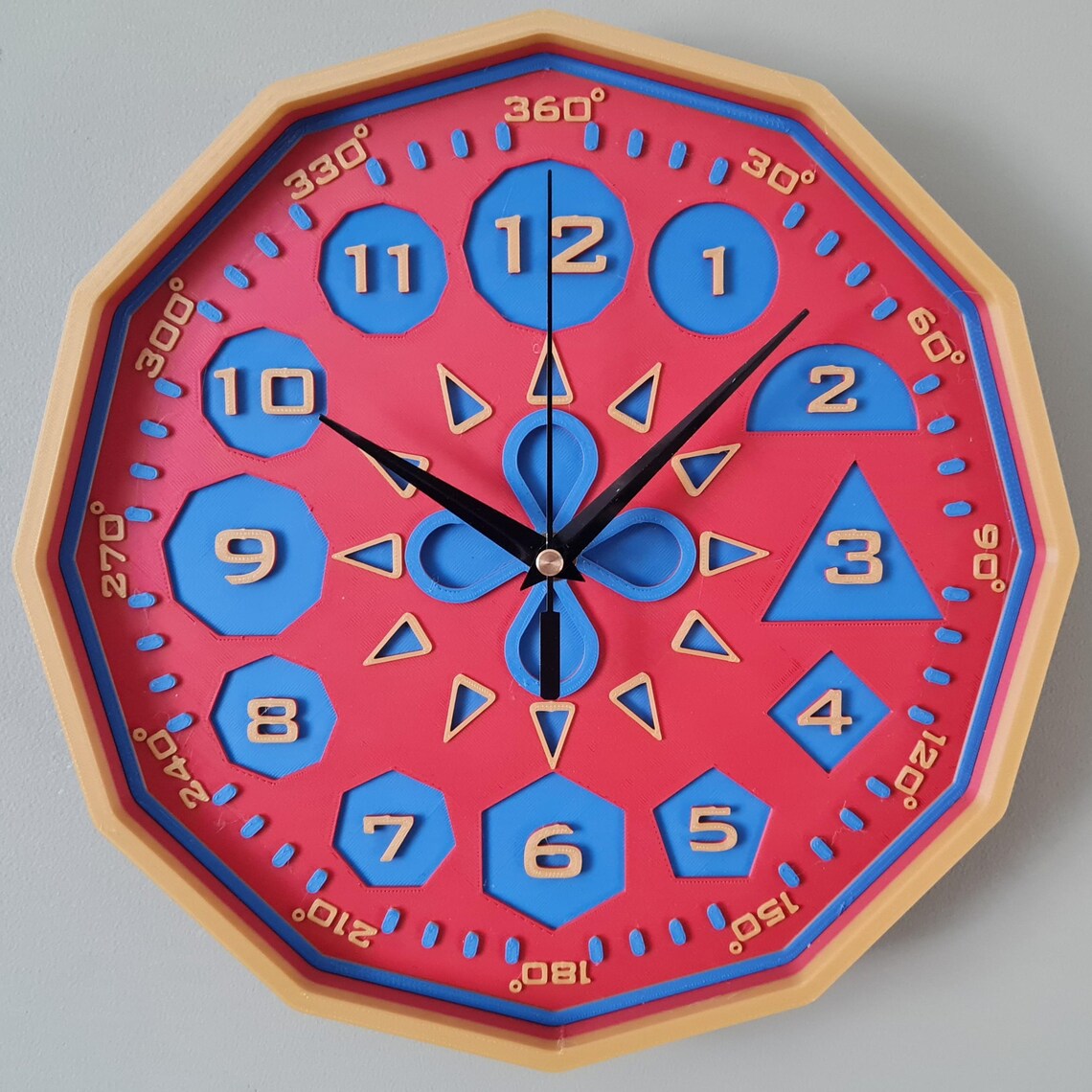 Dodecagon Geometry Wall Clock - Dodge Designs 3D Print - Etsy