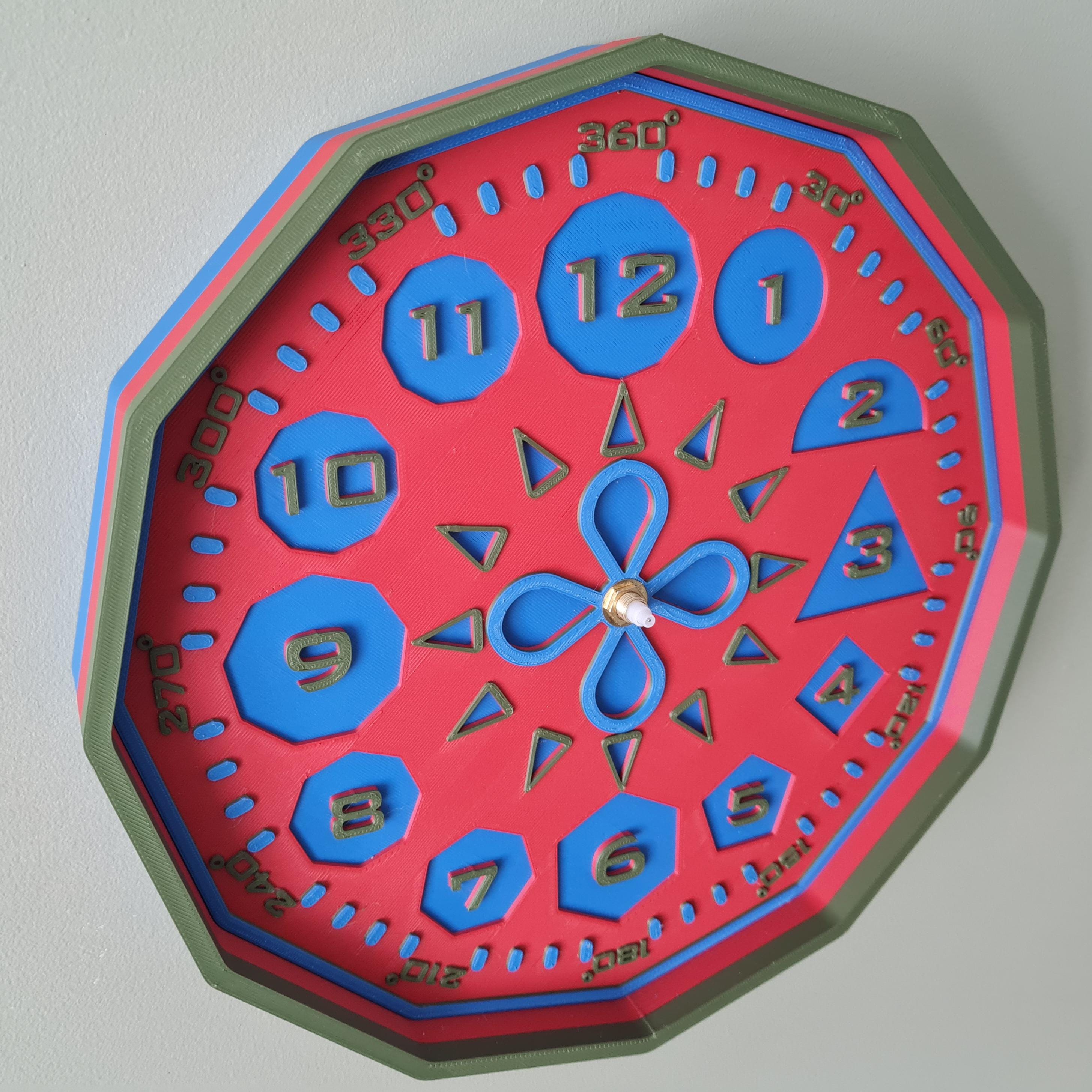 Dodecagon Geometry Wall Clock - Dodge Designs 3D Print - Etsy