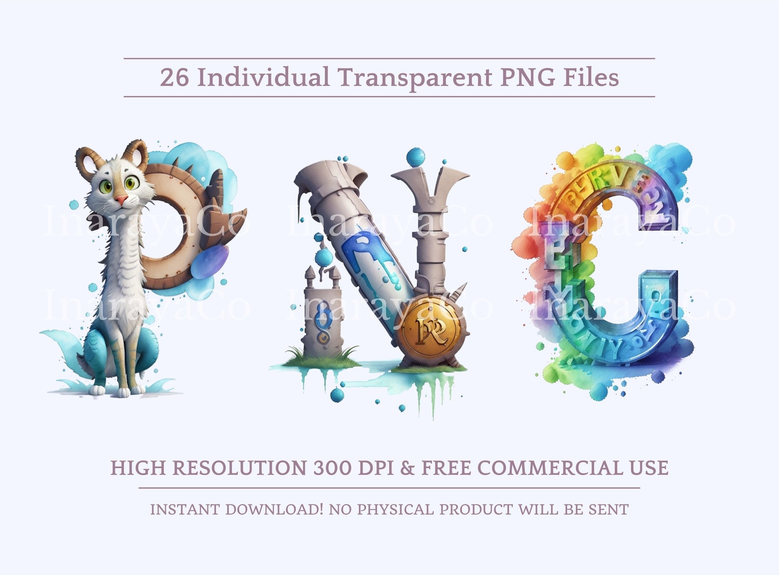 Fantasy Alphabet Clipart 26 PNG Images 3D Fantasy Alphabet - Etsy