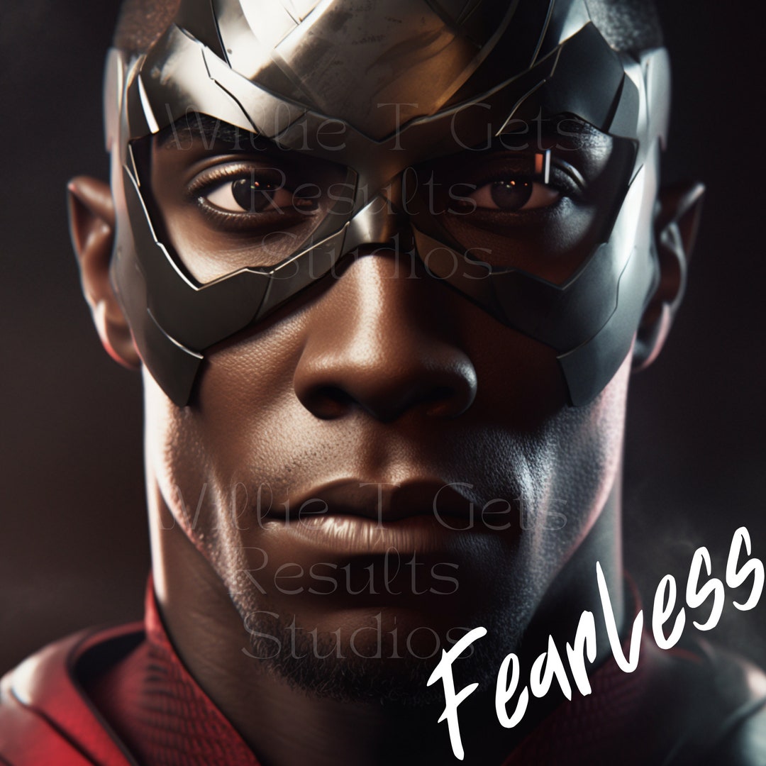 Superhero -digtal Art Black Hero Fearless Wall Poster Kids Room High ...