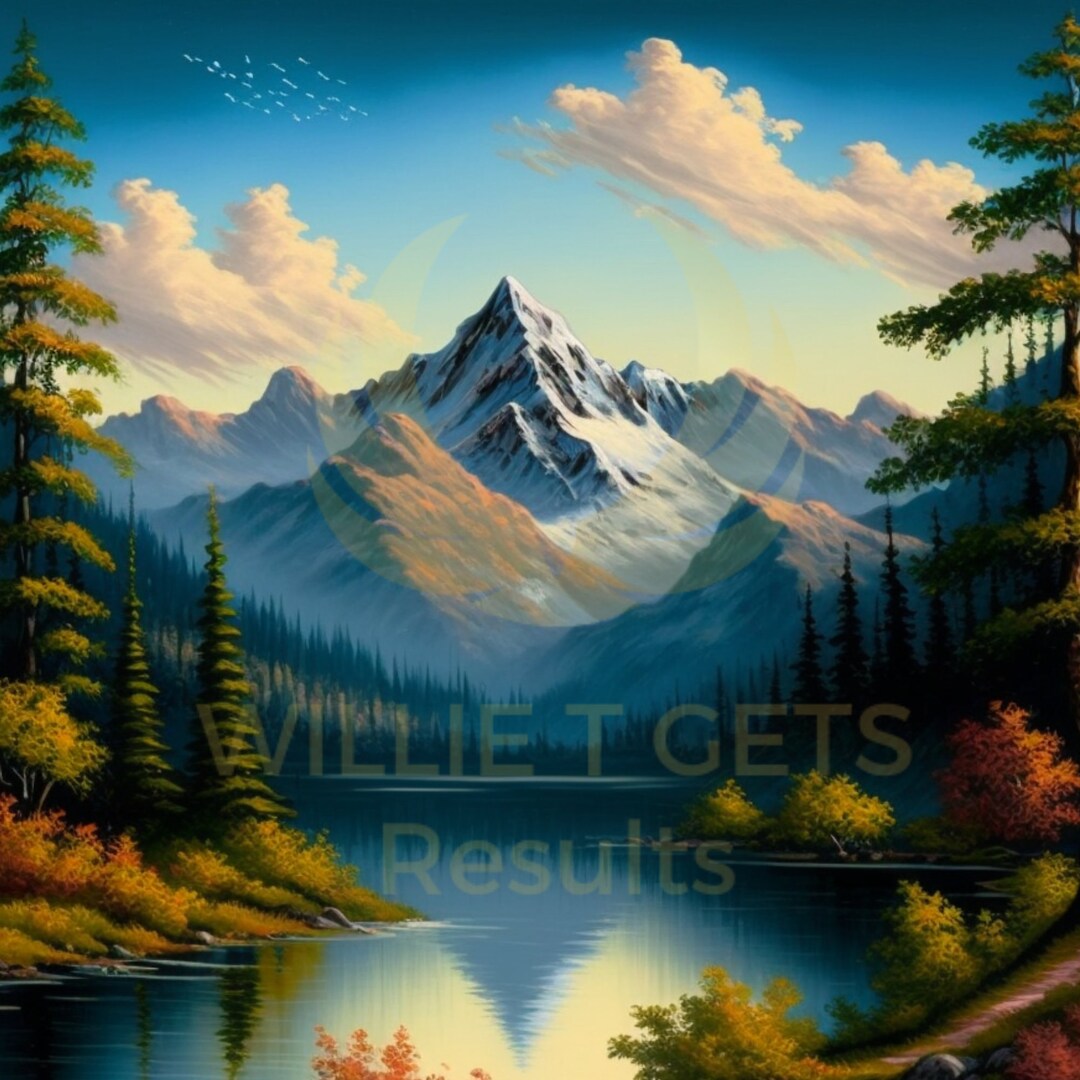 Landscape Digital Instant Download Nature Mike Bob Ross Style Painting, -digital Stream With ...