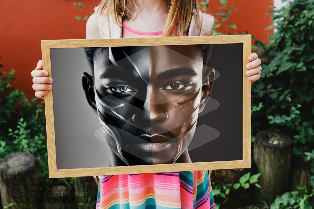 Digital Artwork of Black Man | Superhero Half Person Mask | -digital ...