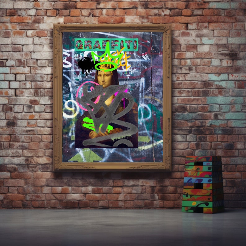 Graffiti Mona Lisa Wall Digital Download Printable Art | Wildstyle Pop Hyperbeast Funky Poster ...