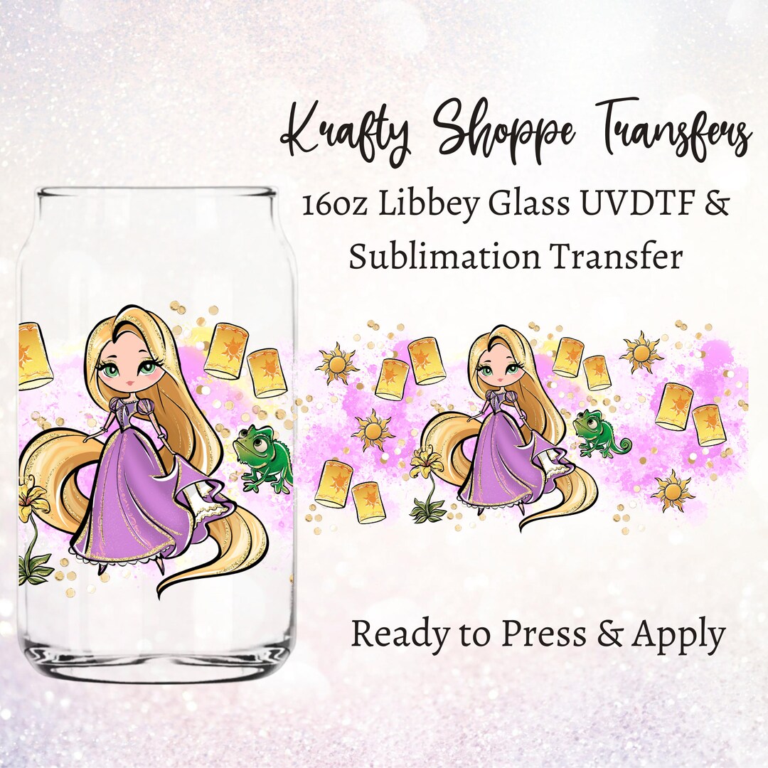 UVDTF Tangled Pink for 16oz Glass Can, UVDTF Wrap, Tangled Sublimation ...