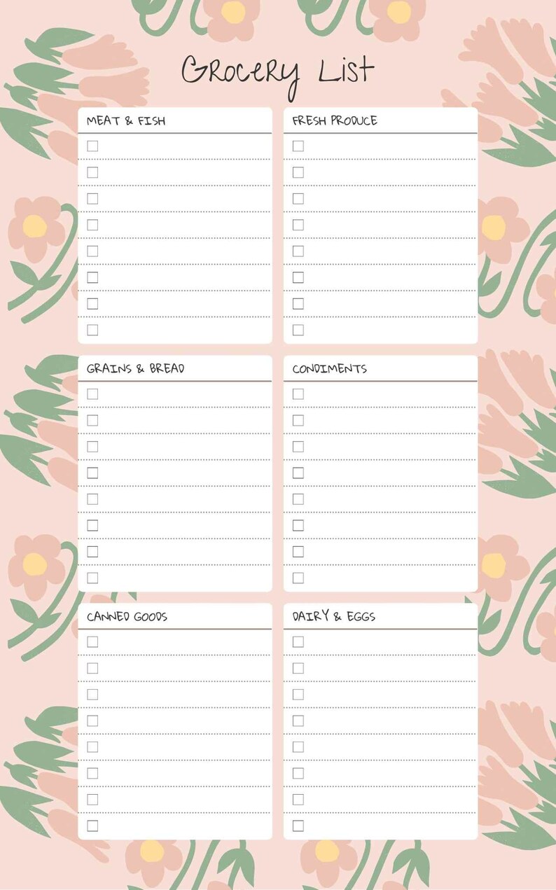 Printable Meal Planner | Instant Download Printable Menu | Grocery List ...