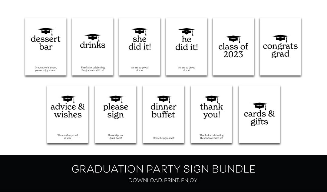2024 Graduation Signs Bundle, Graduation Party Decorations Printable ...