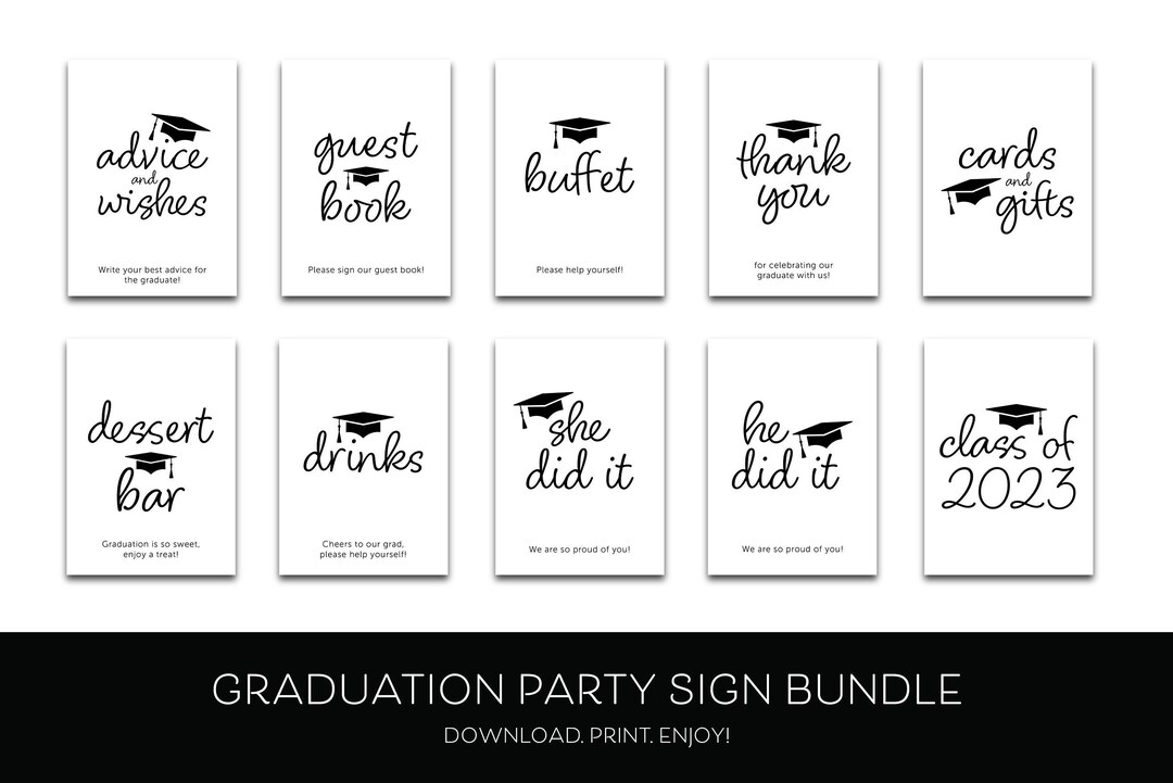 Graduation Party Printable Bundle, Printable Graduation Signs, Elevate ...