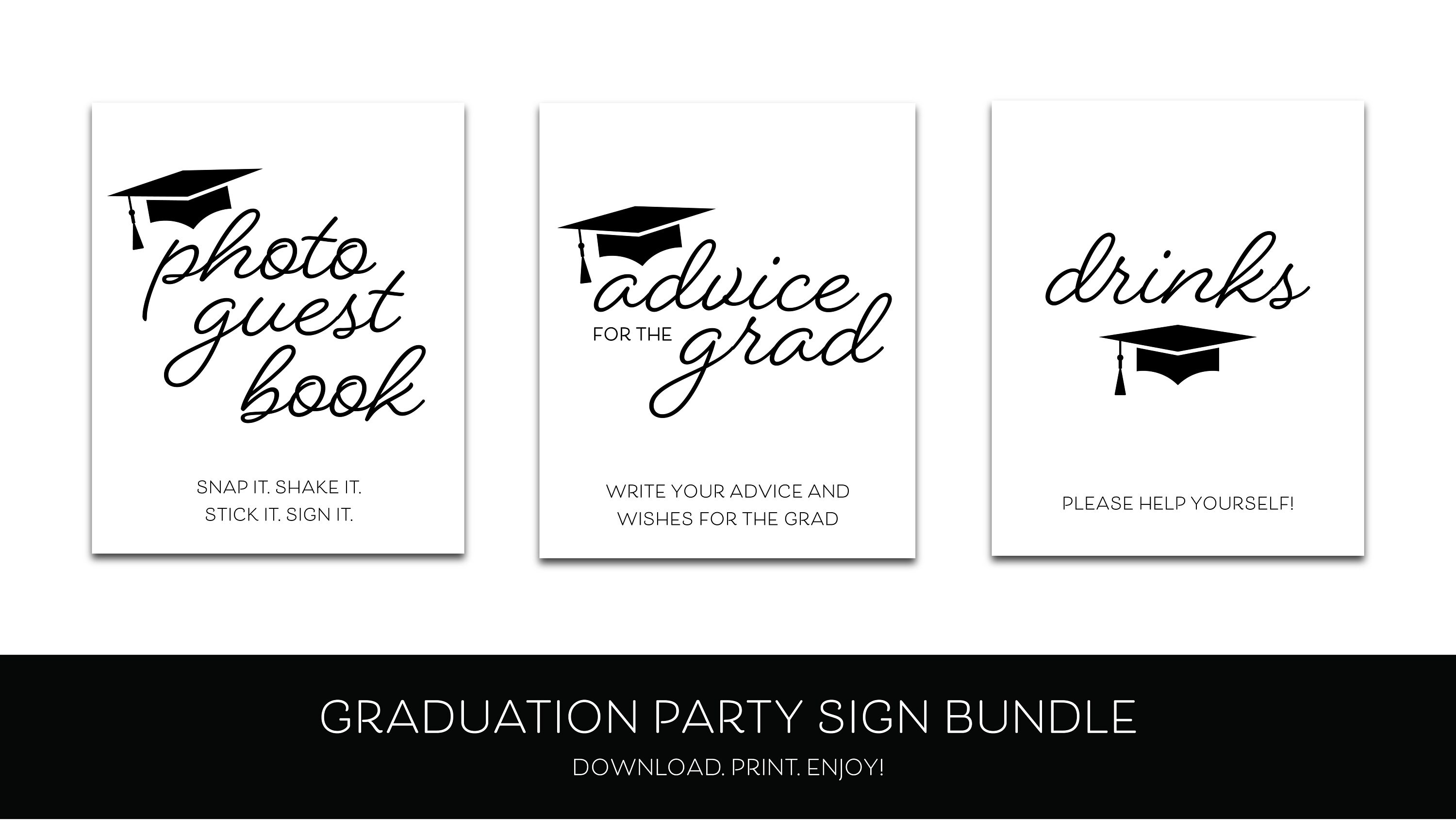 Graduation Party Printable Bundle, Printable Graduation Signs, Elevate ...