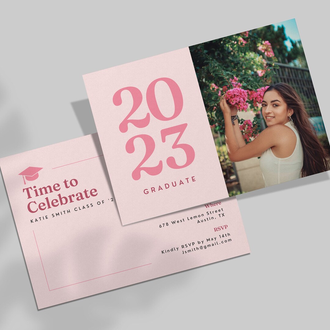 Trendy Grad Invitation Downloadable Graduation Invite Template 2023 ...