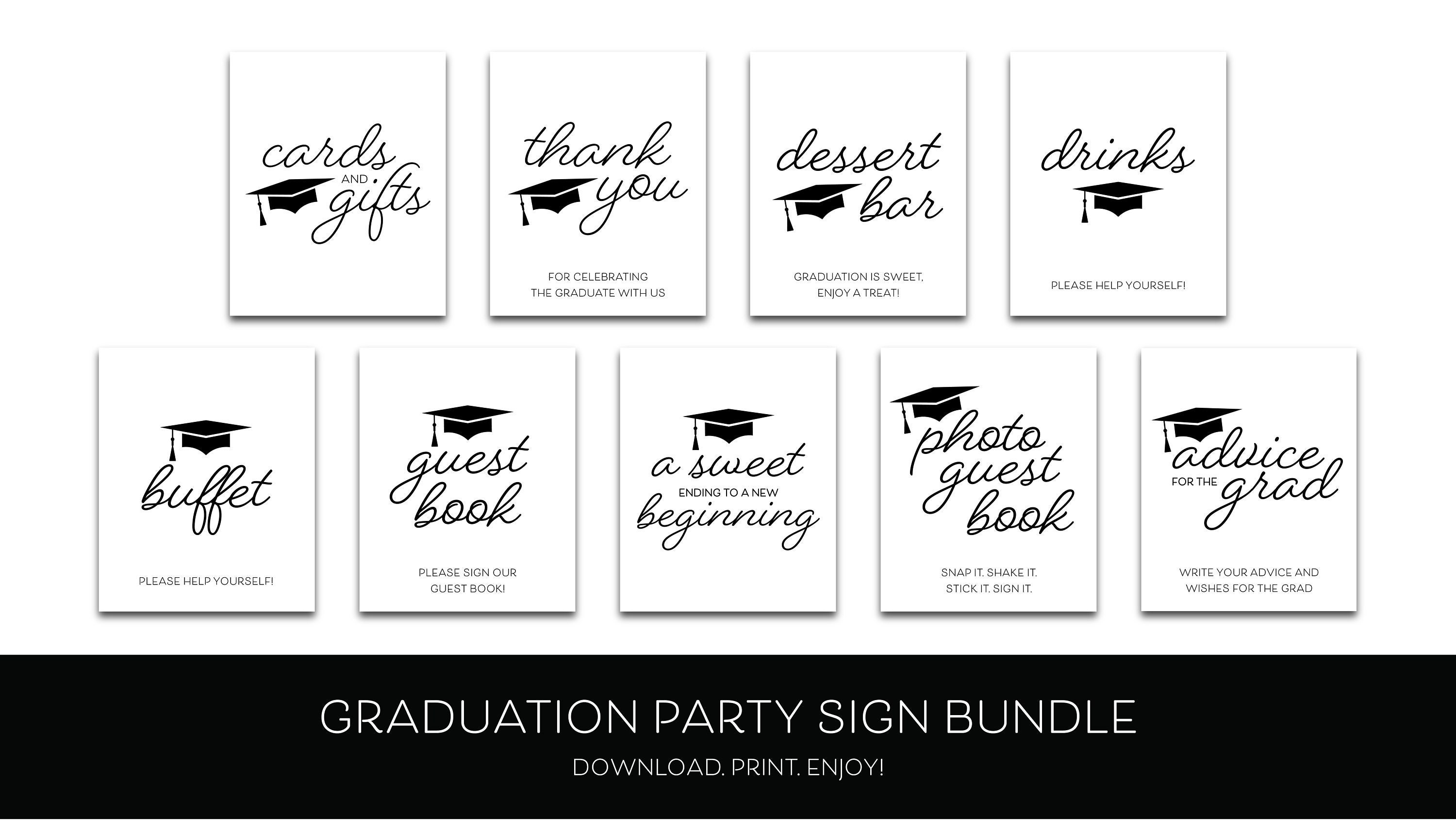Graduation Party Printable Bundle, Printable Graduation Signs, Elevate ...