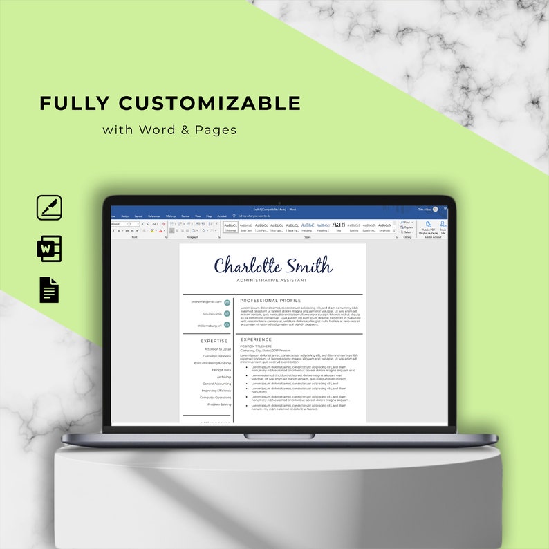 Creative Executive Assistant Resume Template, Modern Administrative ...