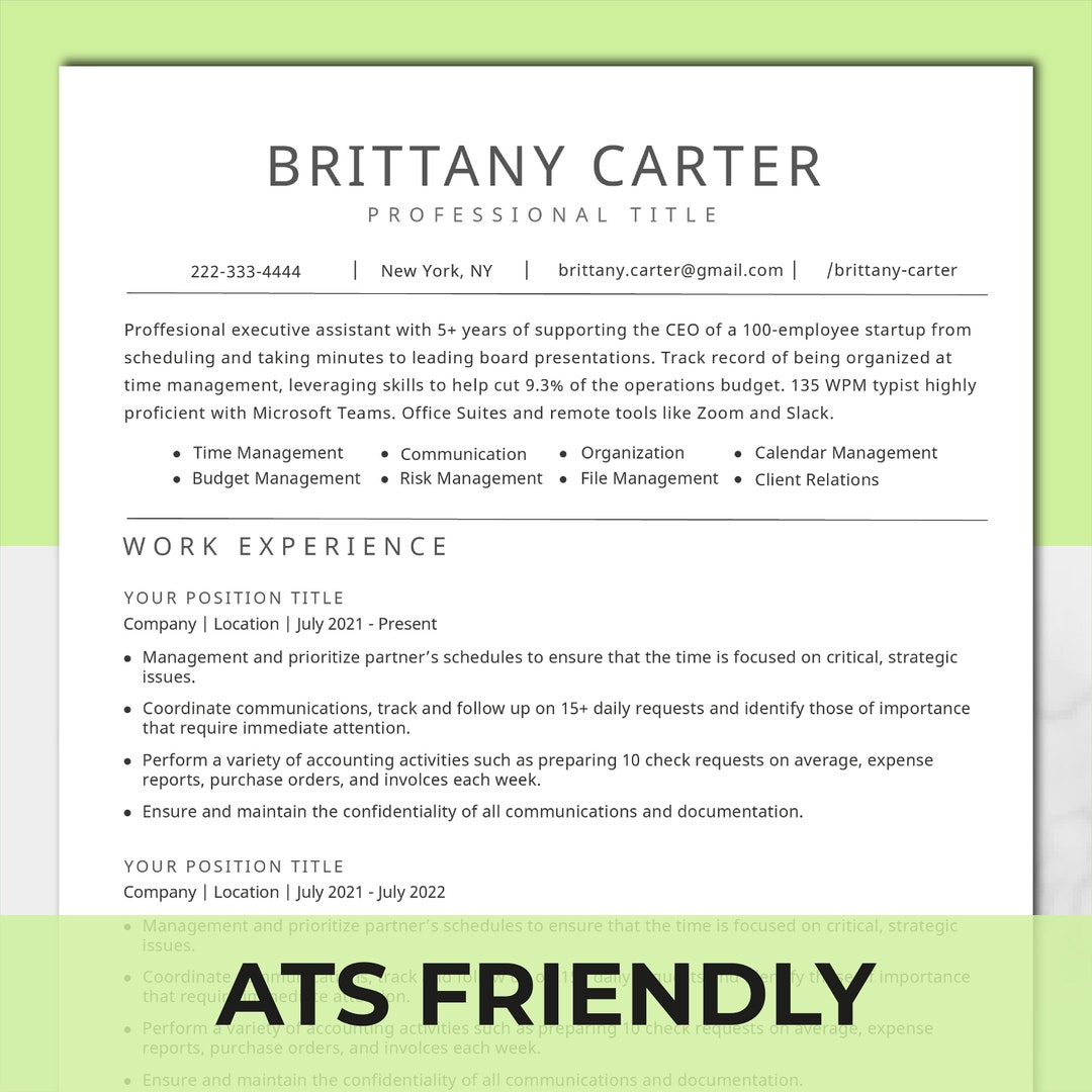 Teacher Resume Template for Word & Pages, Modern, ATS Friendly ...