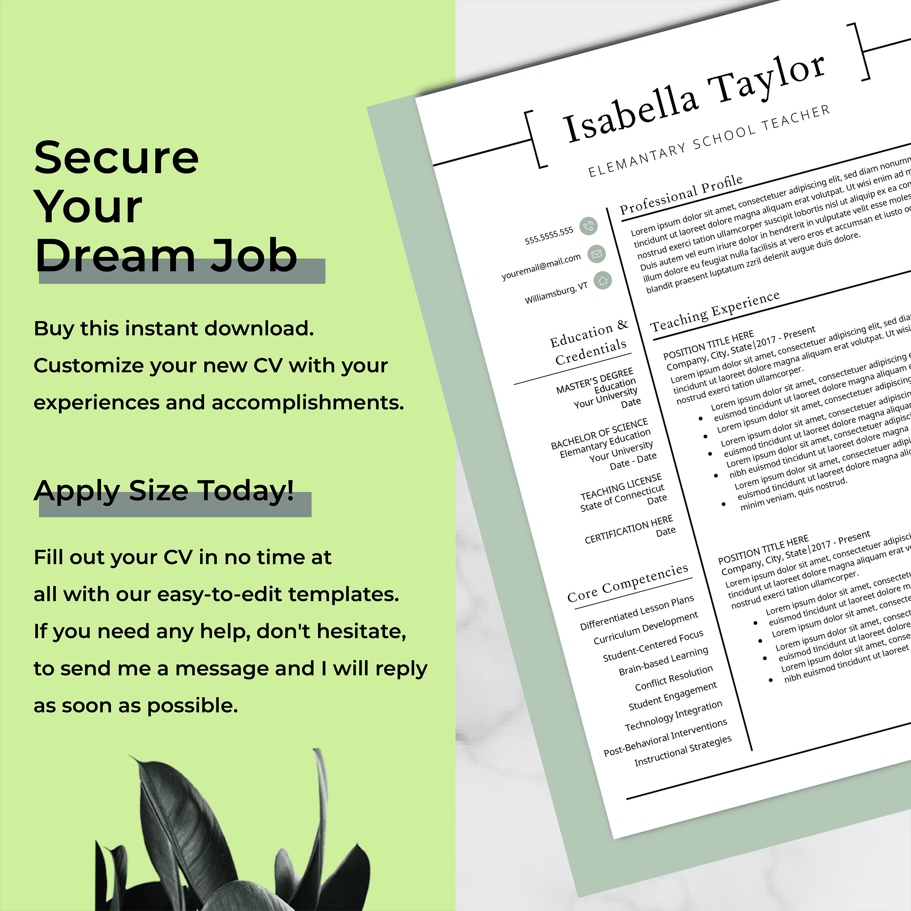 Teacher Resume Template For Word And Pages Teacher Cv Template
