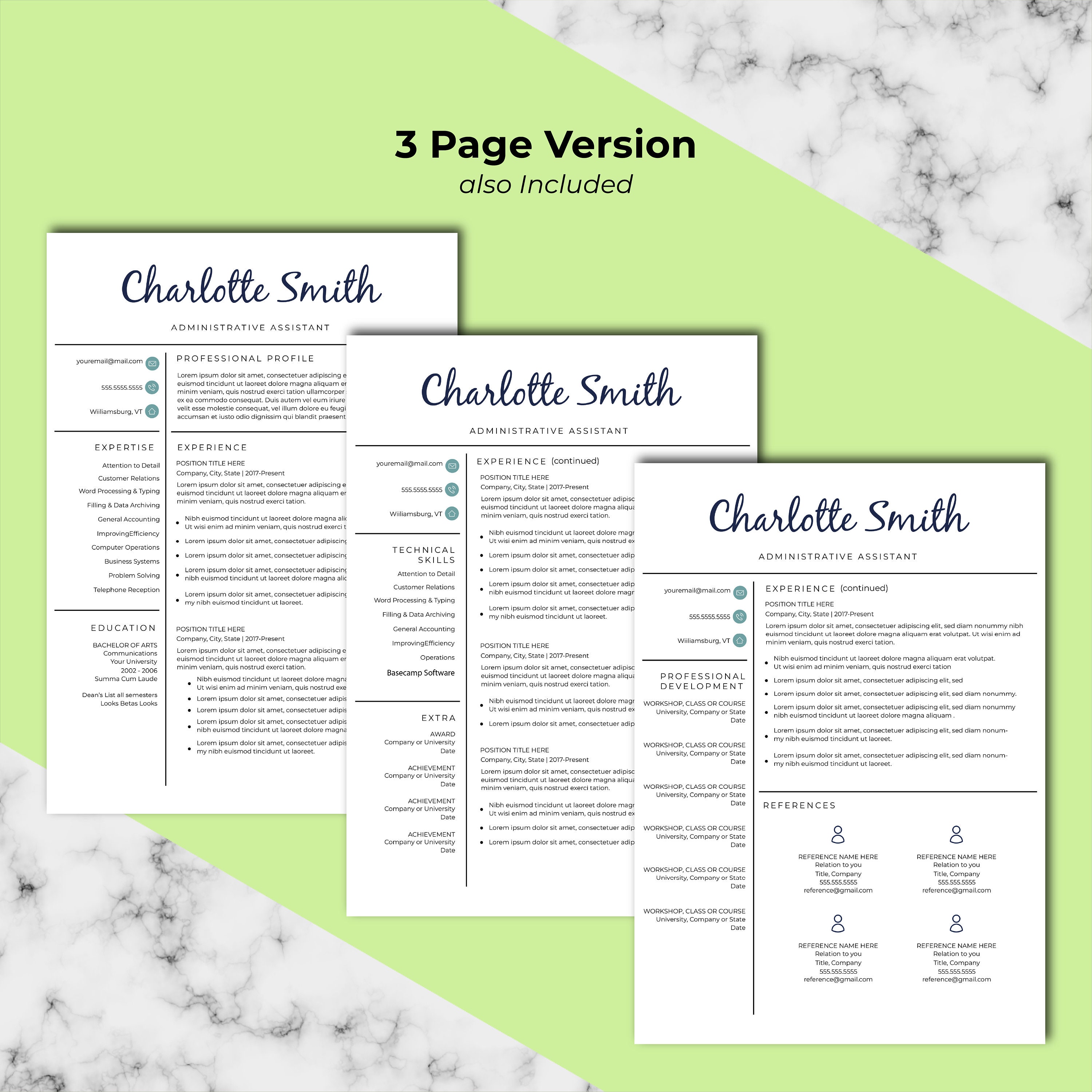 Creative Executive Assistant Resume Template, Modern Administrative ...