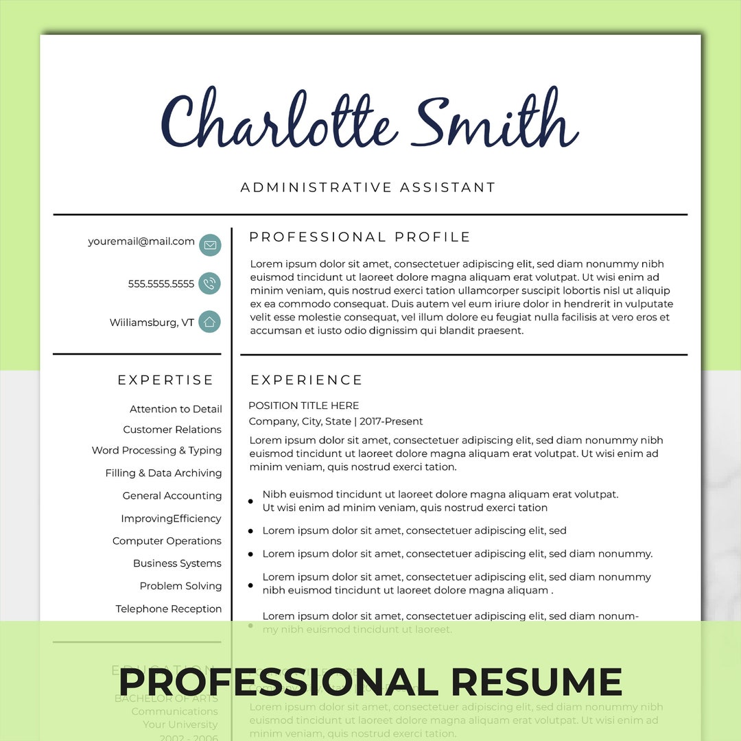 Creative Executive Assistant Resume Template, Modern Administrative ...