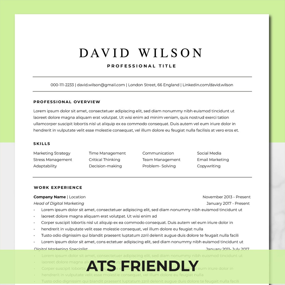 Modèle de CV convivial ATS, Google Docs, CV Word et Pages, modèle de CV ...