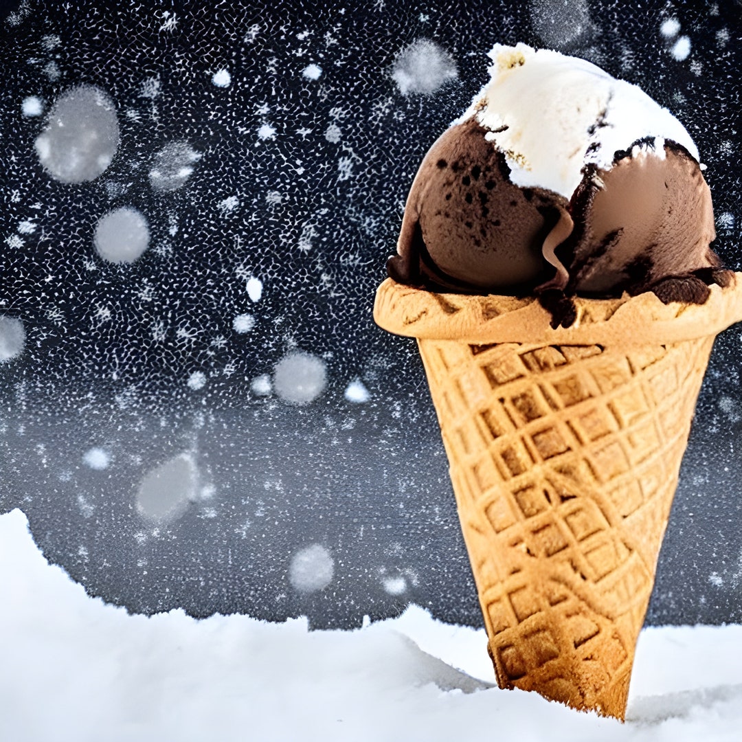 Beautiful Chocolate Ice Cream Cone During Snow on Pluto - Etsy