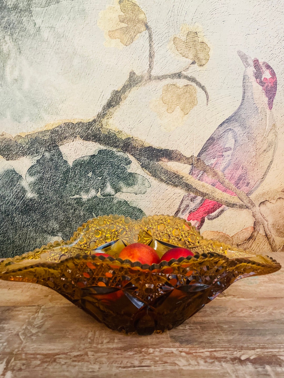 Amber Glass Fruit Bowl Wheatonware Collectible Glass Anthropologie ...