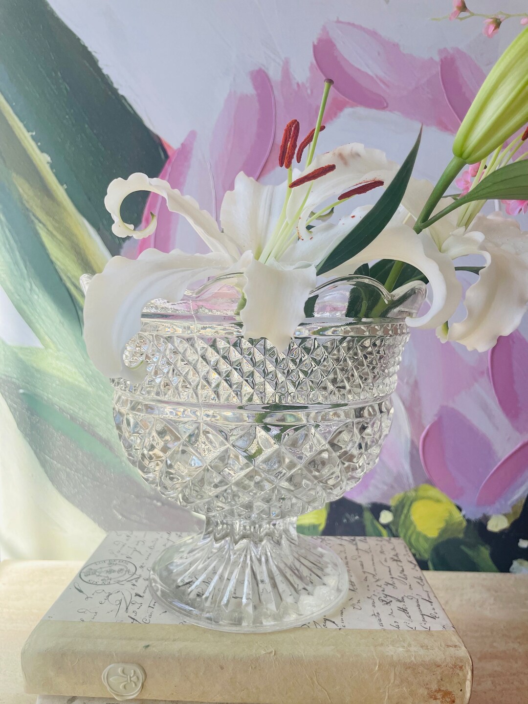 Glass Pedestal Bowl Large Champagne Chiller Anchor Hocking Wexford ...