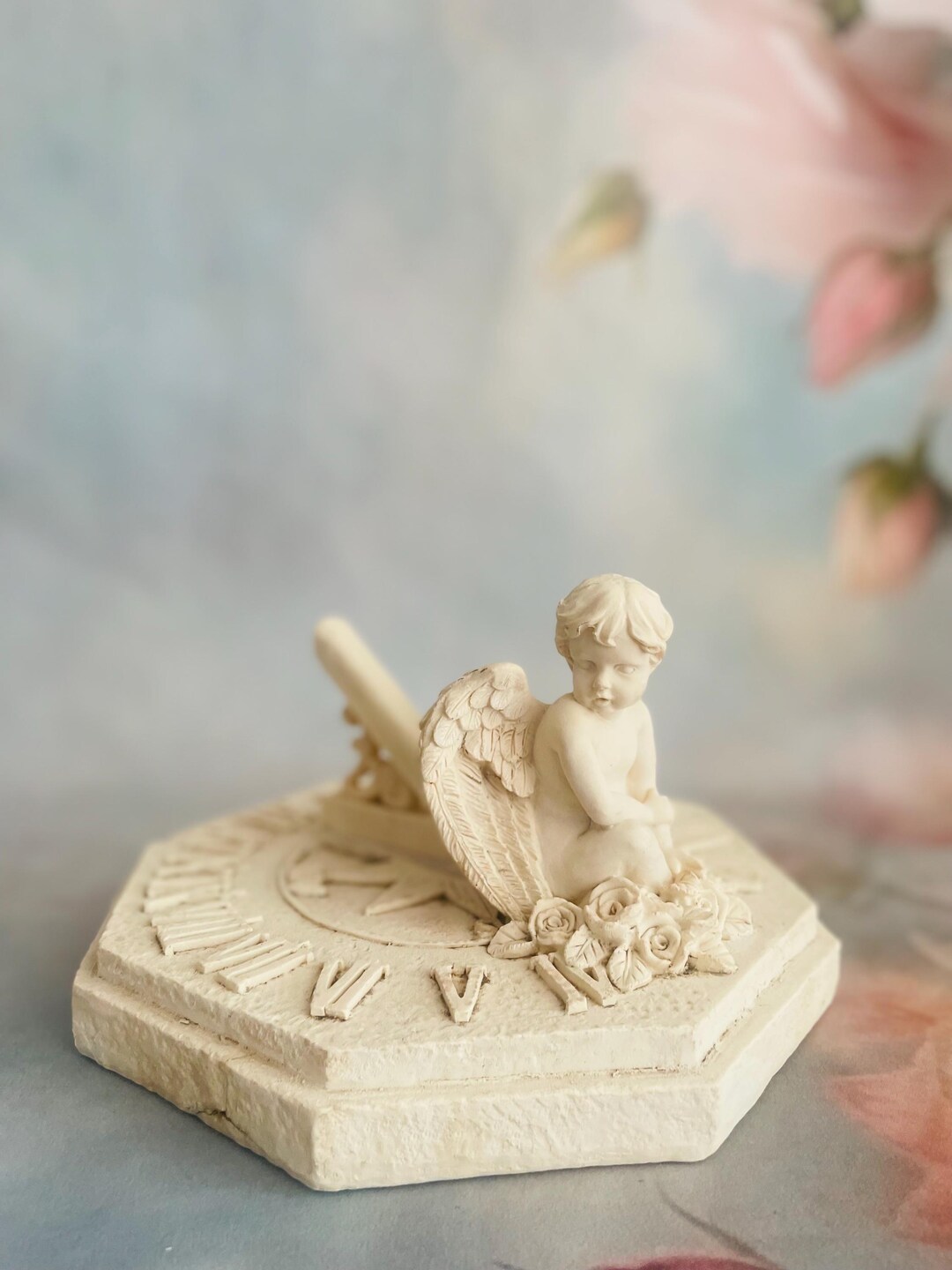 Garden Sundial Angel Roman Numbers Celestial Resin Outdoor Decor - Etsy