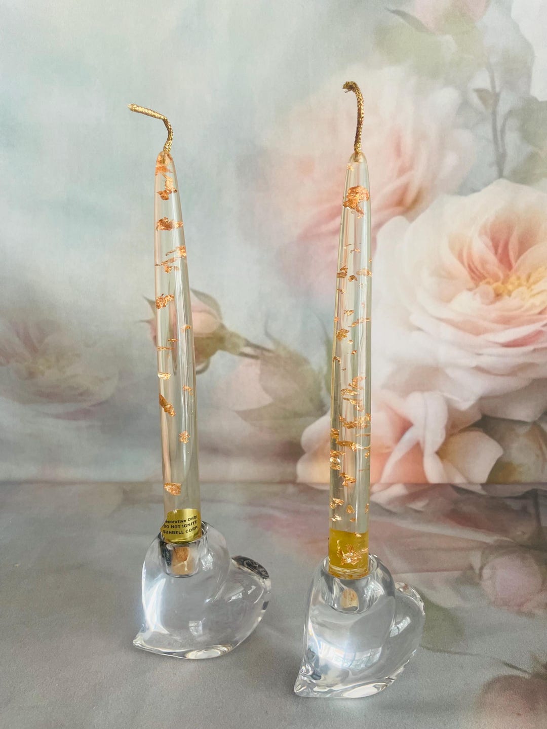 Lucite Candle Gold Mid Century Modern Retro Lucite Taper Candle Sticks ...