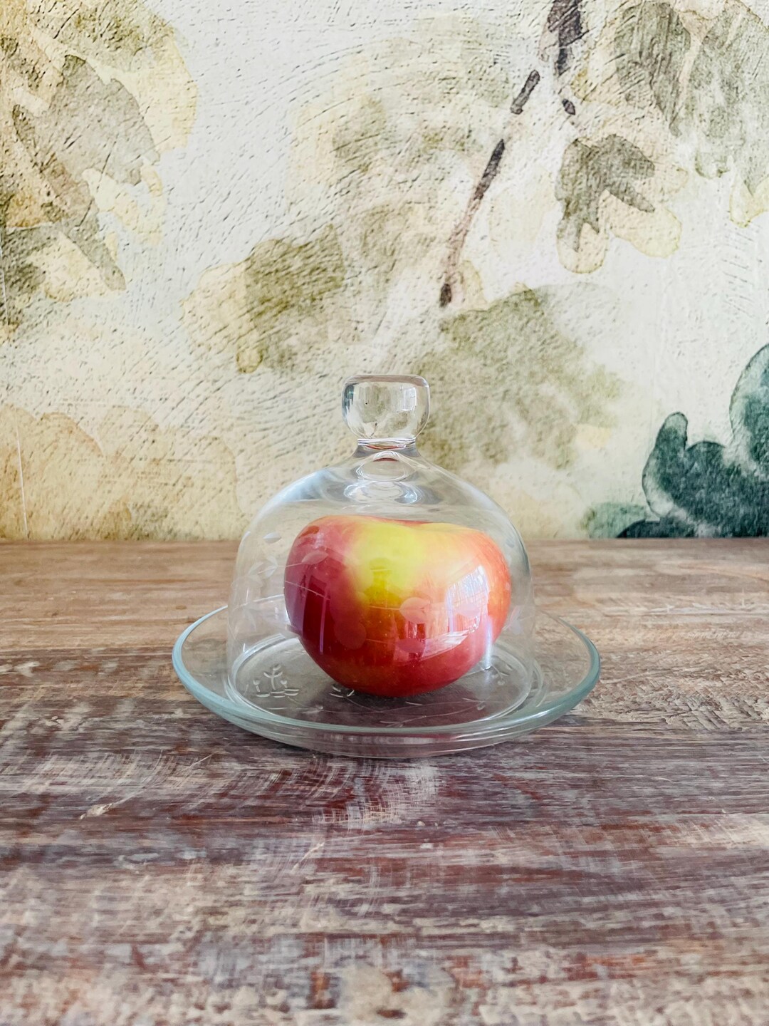 Etched Glass Dome Butter Dish Hostess Gift - Etsy