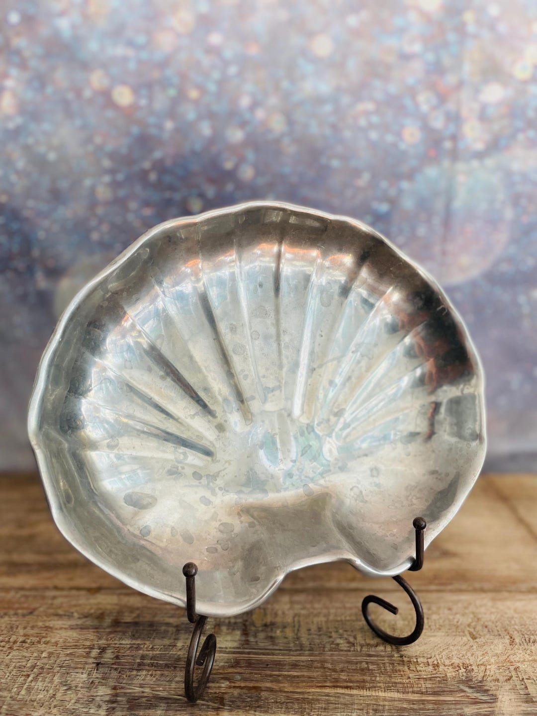Seashell Scalloped Dish Vintage Metal Clam Shell Catchall Wilton ...