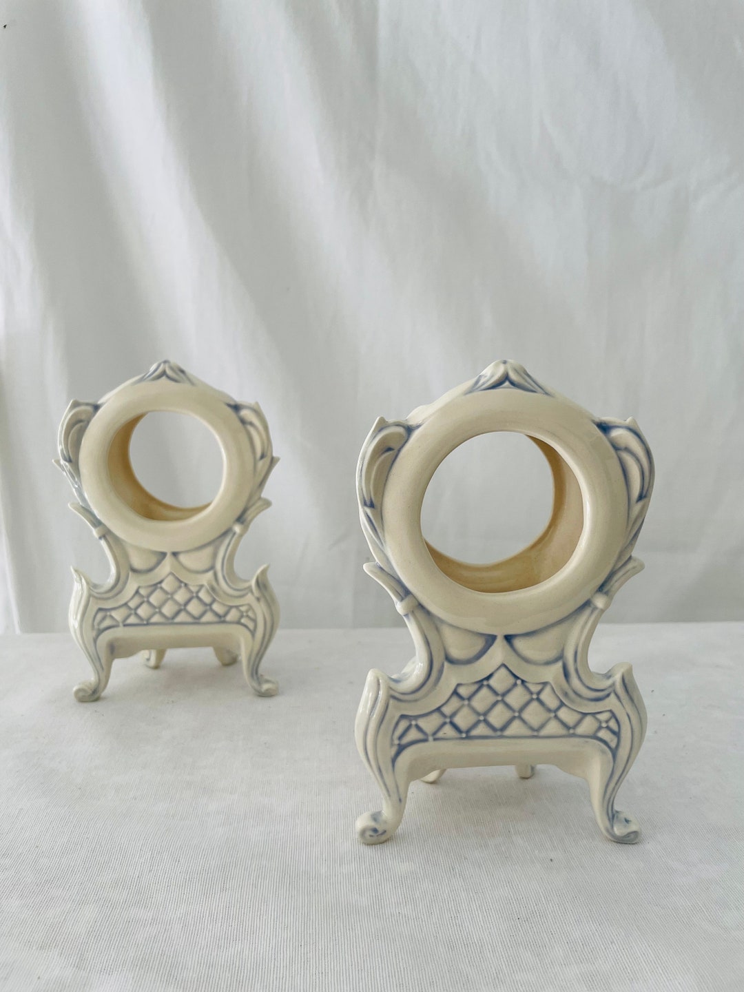 Victorian Mantle Clock Holder Blue White Ceramic Bridgerton Decor - Etsy