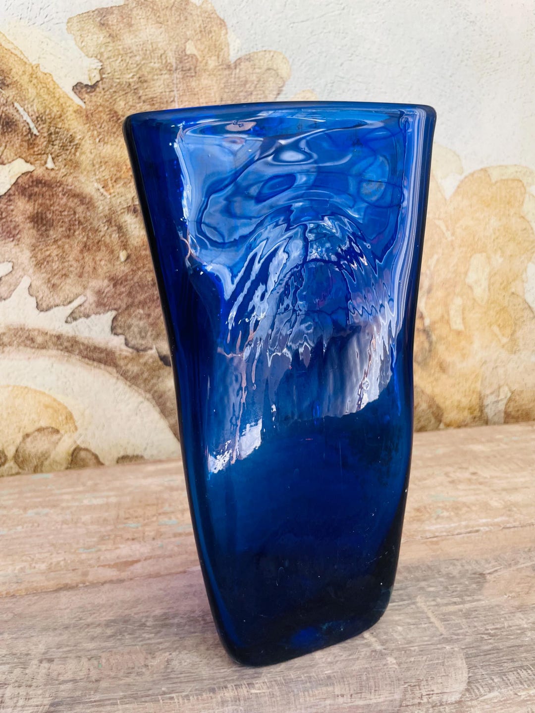 Blenko Style Cobalt Glass Vase Collectible Glassware Azure Blue - Etsy
