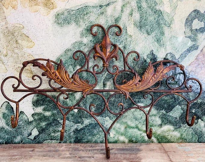 Wrought Iron Scroll Storage Hooks Mudroom Indoor Outdoor Salvaged ...