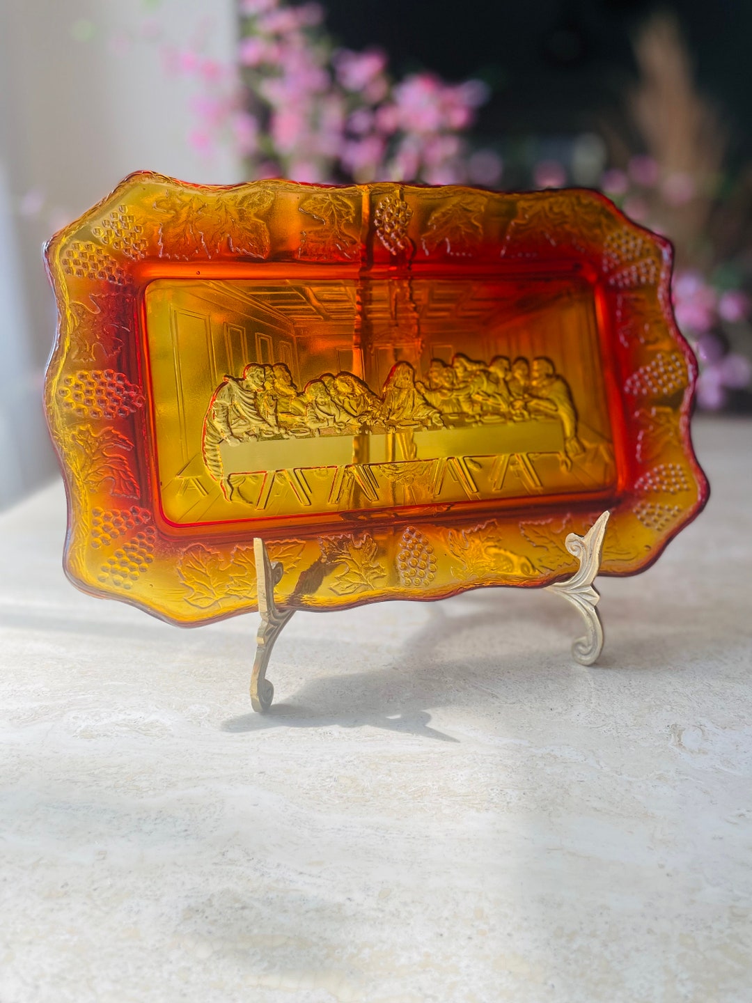 The Last Supper Amberina Indiana Glass Plate Religious Faith Gift - Etsy