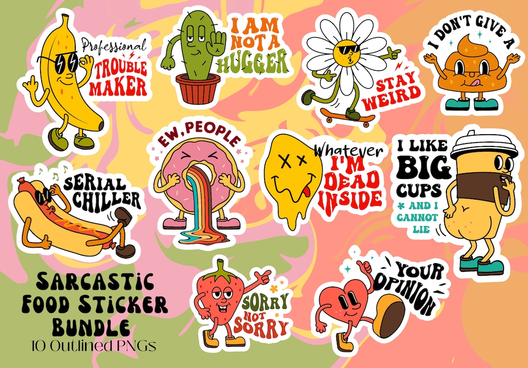 Funny Sarcastic Food Pun Stickers: Digital PNG Bundle - Etsy