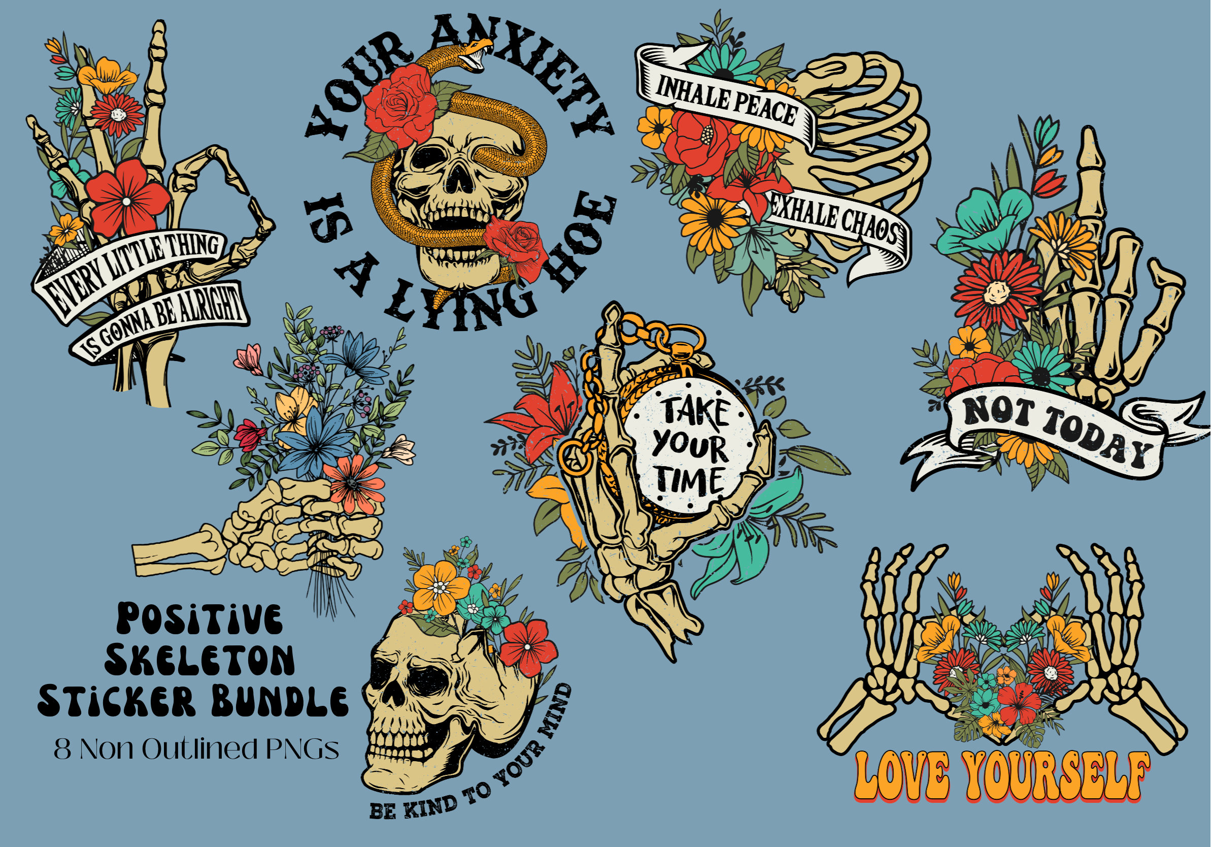 Skeleton Stickers Skeleton Sticker Skull Stickers - Etsy