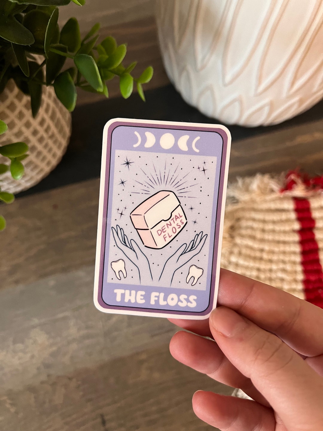Dental Floss Tarot Sticker: Water Resistant Vinyl, Hygienist Gift - Etsy