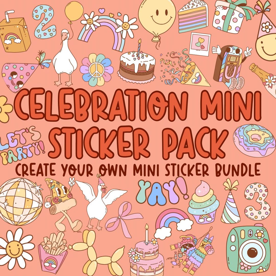 Custom Mini Celebration Stickers Waterproof Vinyl Decals 1‑inch Party ...