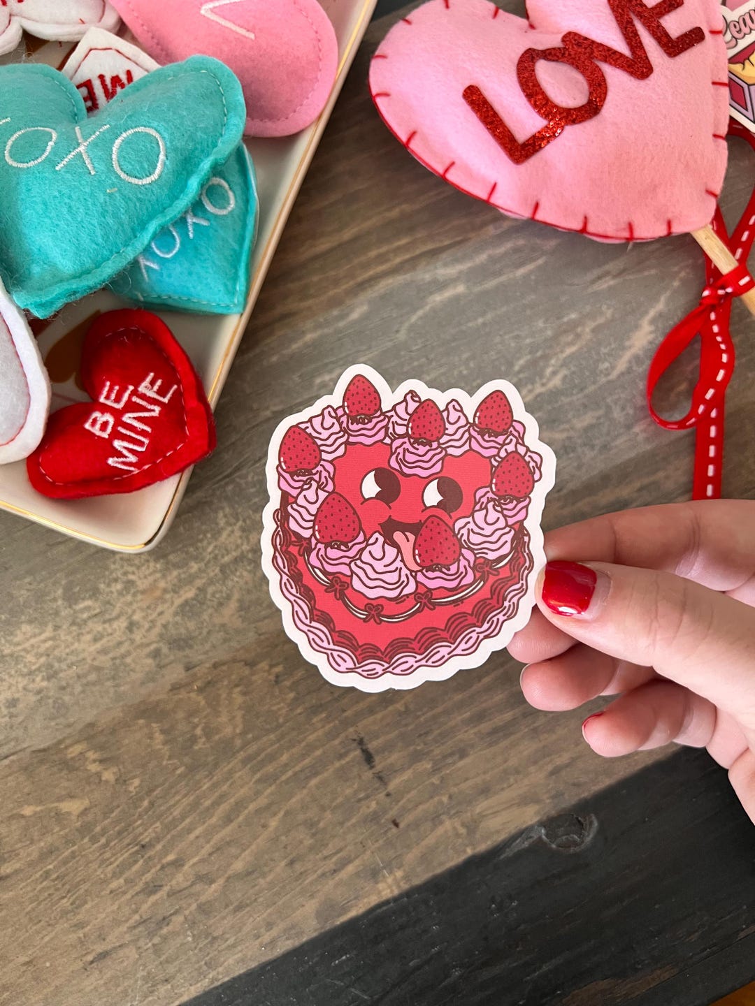 Cute Trendy Heart Cake|vintage Retro Heart Cake Sticker|retro Funny ...