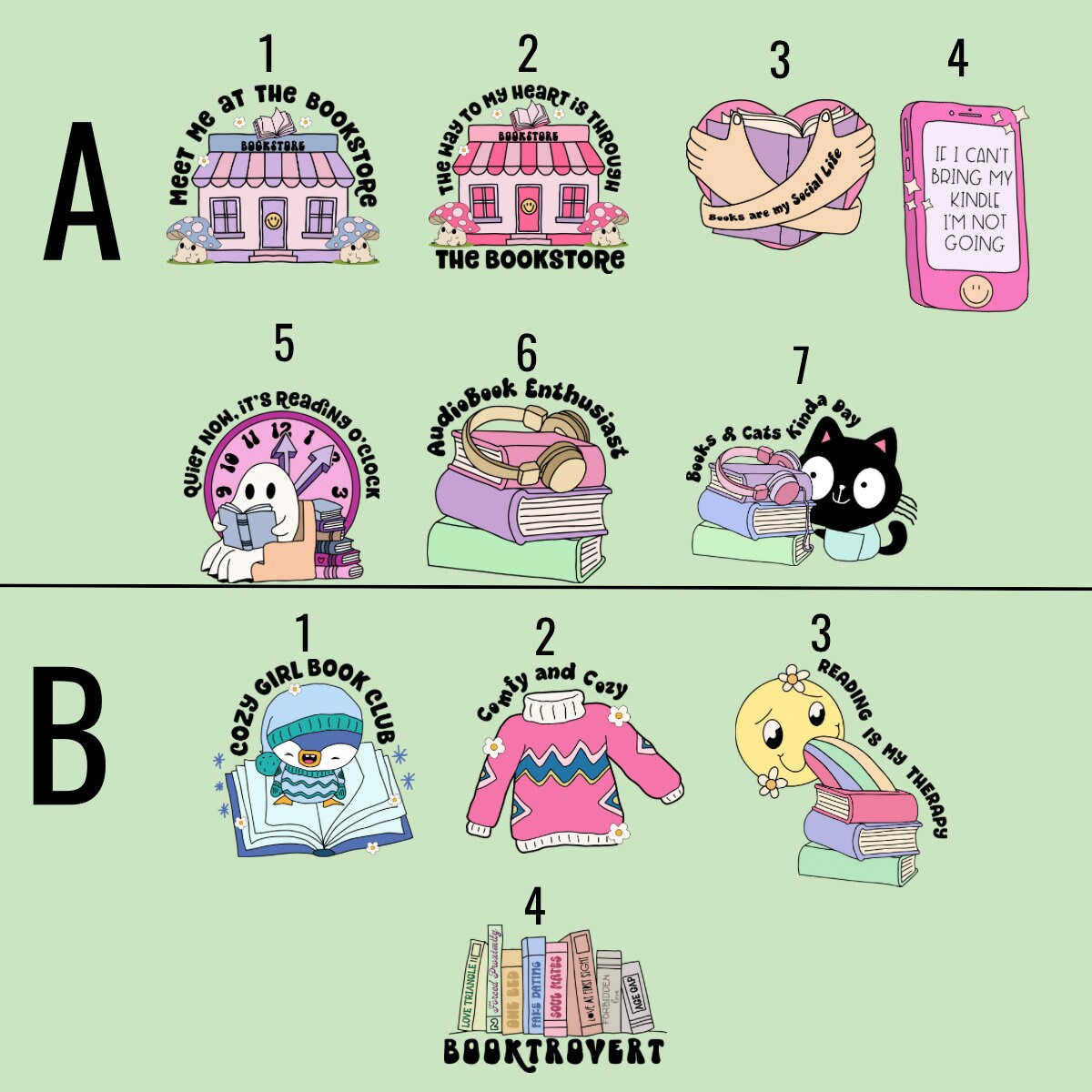 Bookworm Mini Sticker Pack Reading Theme Laptop Decals Cute Book Lover ...