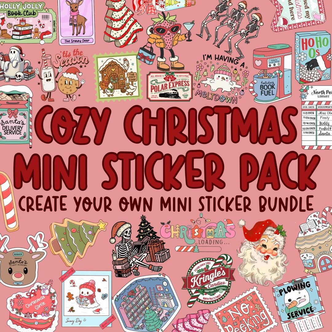 Festive Christmas Mini Vinyl Stickers Christmas Mini Stickers Cute ...