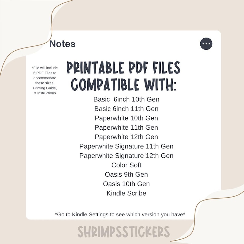 Digital Kindle Insert Printable Insert Kindle Accessory Clear Case ...