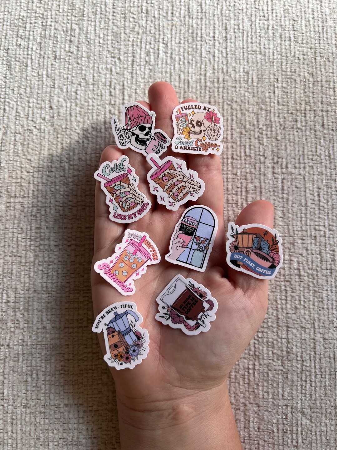 Custom Coffee Mini Stickers: Waterproof Vinyl Decals for Phone Cases - Etsy