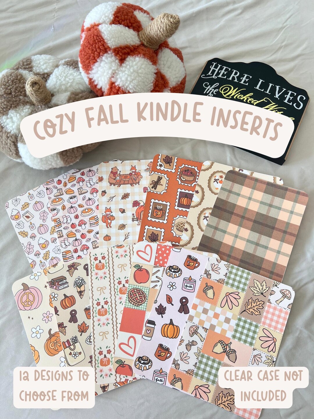 Cozy Fall Kindle Insert Cardstock Accessory for Clear Case Covers ...