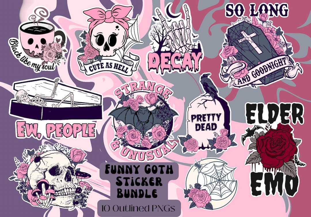 Goth Sticker,pastel Goth Digital Planner Sticker,gothic Sticker,spooky ...