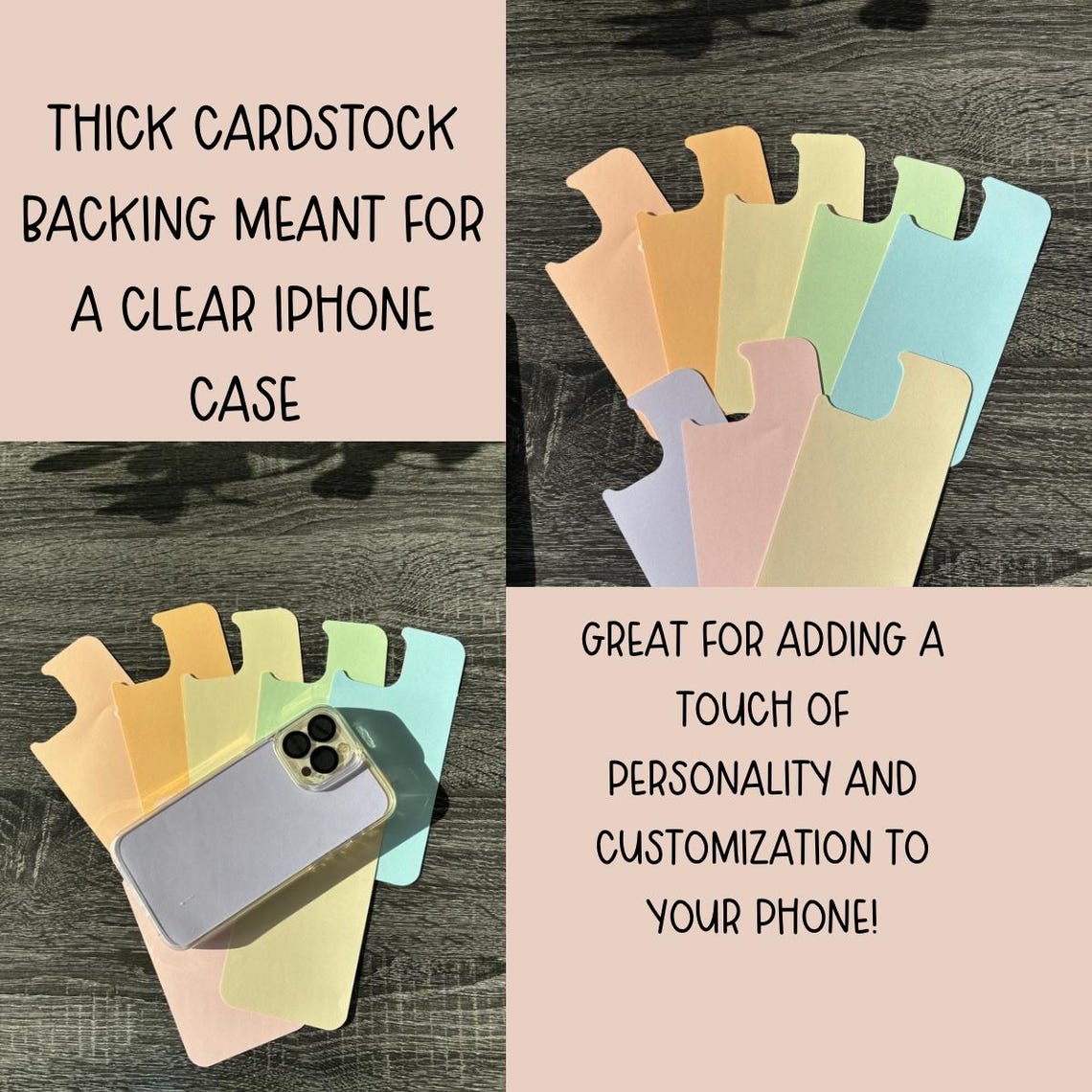 Pastel Colored Handmade Insert iPhone Clear Case Cardstock Insert for ...