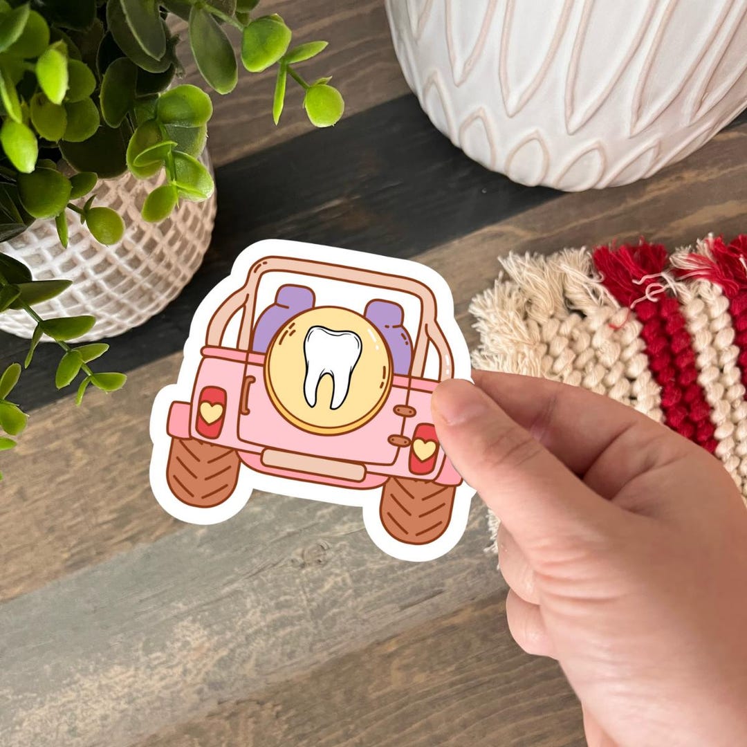 Funny Tooth Jeep Sticker Dental Hygienist Gift Cute Dental Humor Vinyl ...
