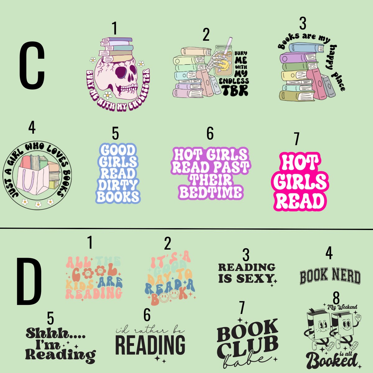Bookworm Mini Sticker Pack Reading Theme Laptop Decals Cute Book Lover ...